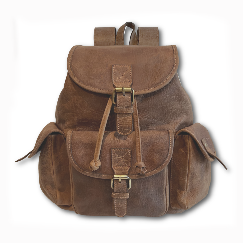 3 pocket Distressed Leather Satchel/Backpack IN-301 - Leatherlink