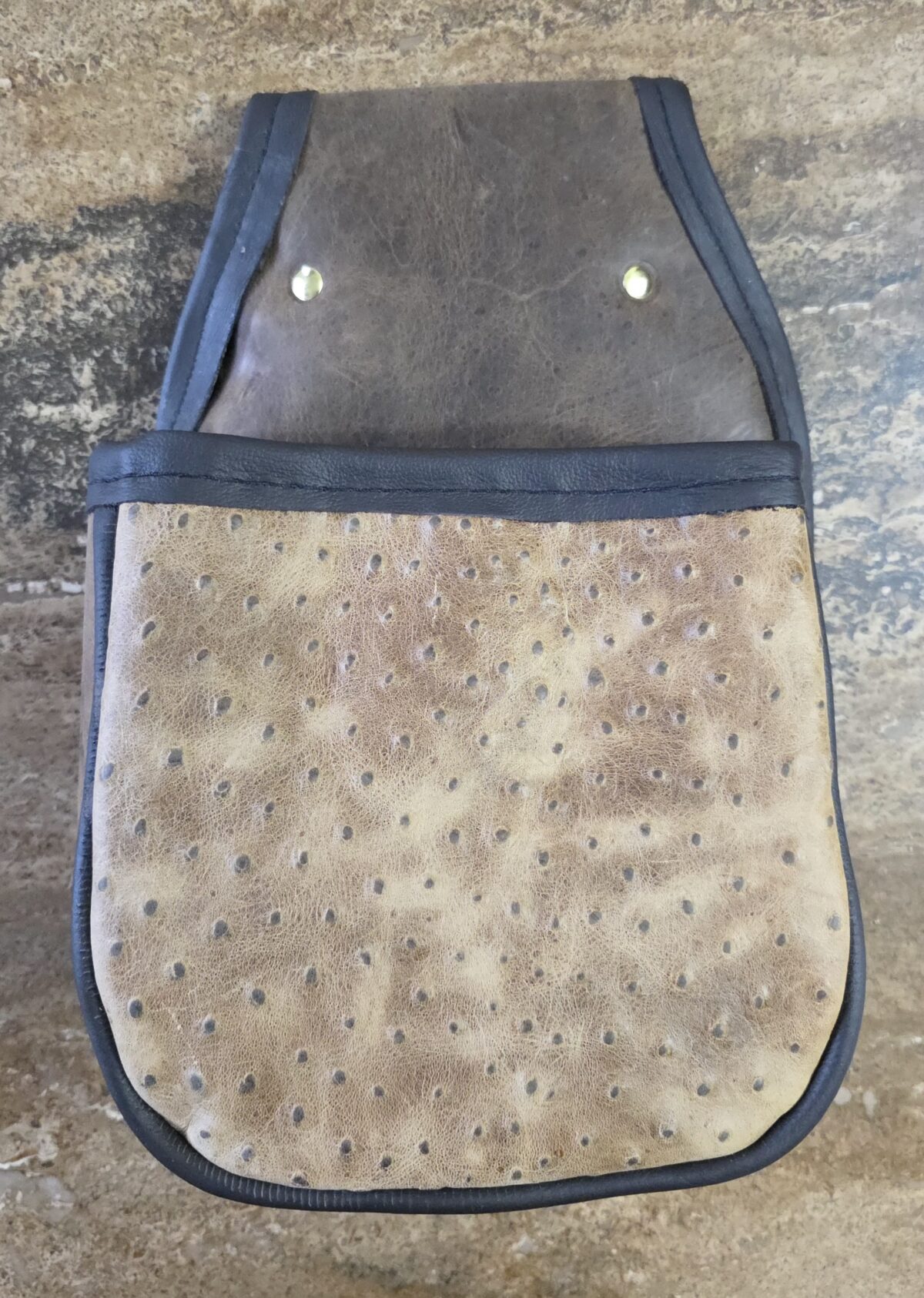 Handmade Ostrich-Embossed Leather Double Shell Bag DSB-2057-P - Leatherlink